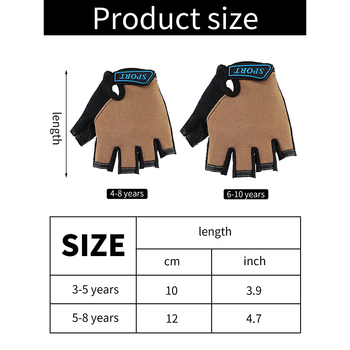 3 Pairs Kids Half Finger Gloves Sport Gloves Non-Slip Gel Gloves for Children Cycling Riding Biking (Cool, 3-5 Years)