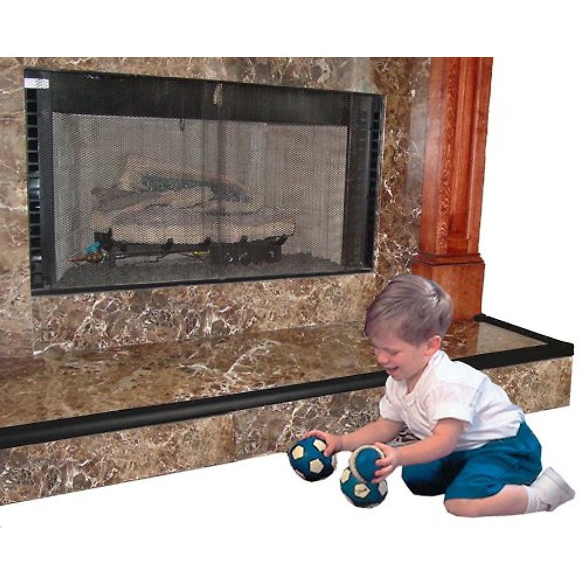 KidKusion Hearth Cushion | Made in USA | Black | 8.33 Ft of Padding | Child Safety, Edge and Corner Guard, Babyproof Fireplace Bumper