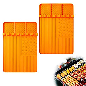 Silicone Griddle Tools Mat for Blackstone,Grill BBQ Caddy Utensils Holder for Kitchen,Cooking & Countertop,Large Spatula Mat with Drip Pad,Griddle Accessories for Blackstone (orange-2)