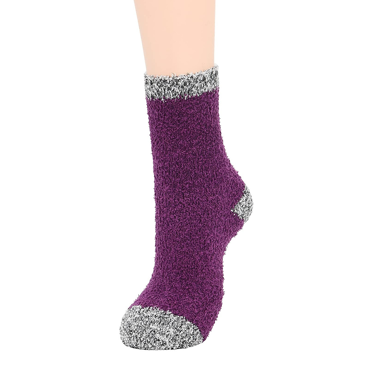 Fuzzy Socks for Women Fluffy Outdoor Socks Warm Fleece Socks Athletic Ankle Socks for Girls 6 Pack Purple