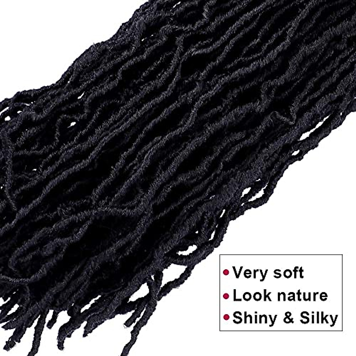 7Packs New Faux Locs 24 Inch Crochet Hair Soft Locs Curly Wavy Pre-Looped Faux Locs Goddess Synthetic Fiber Hair Extensions (24Inch,1B)