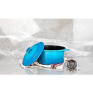 Granitestone Dutch Oven, 5 Quart Ultra Nonstick Enameled Lightweight Aluminum Dutch Oven Pot with Lid, Round 5 Qt. Stock Pot, Dishwasher & Oven Safe, Induction Capable, Healthy 100% PFOA Free, Blue