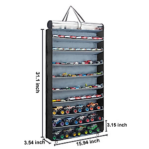 KISLANE Display Case Compatible with Toy Cars, Matchbox Cars, Monster Trucks, Dustproof Hanging Display Case for Toy Cars, Matchbox Cars, Monster Trucks (Rectangular-Black)