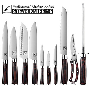 imarku Knife Set, 16PCS Professional Kitchen Knife Set with Block, Knife Sets for Kitchen with Block and Sharpener, Japan Steel Chef Knives Set for Kitchen, Ideal Gifts for Men Women