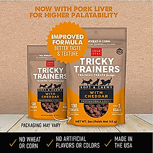 Cloud Star Tricky Trainers Soft & Chewy Dog Training Treats 5 oz Pouch, Cheddar Flavor, Low Calorie Behavior Aid with 130 treats