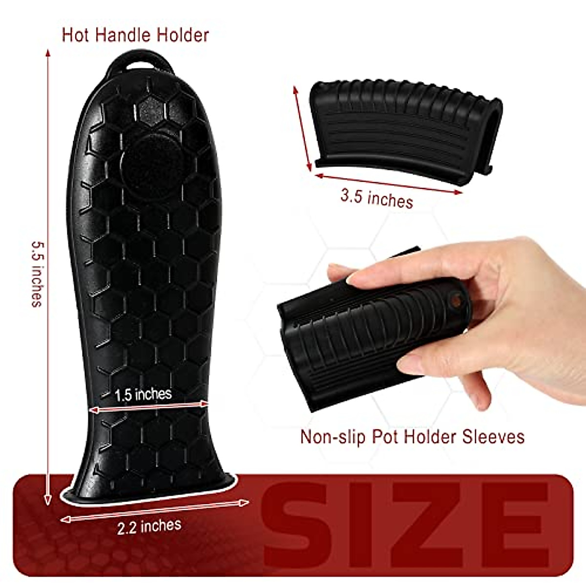 Joyhalo Joyhalo Cast Iron Skillet Handle Cover, 6 Pack Pot Handle Covers Heat Resistant, Cast Iron Pan Handle Covers, Silicone Pot Handle Sleeve Covers, Silicone Handle for Cast Iron Skillet, Black