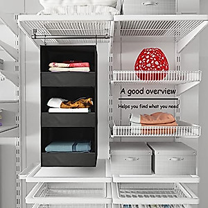 Aikebhc 2 Pack Hanging Closet Organizers and Storage, 3-Shelf Hanging Storage, Collapsible Wardrobe Storage Organizer for Bedroom Bathroom Storage Room RV Camper, Black