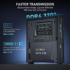 ACEMAGIC Mini PC Intel i7-11800H(8C/16T up to 4.6GHz) 16GB DDR4 512GB SSD, Mini Desktop Computers Support 4K Triple Display/USB3.2/Type C/HDMI/WiFi6/BT5.2, Mini Gaming PC for Office,Business,Home