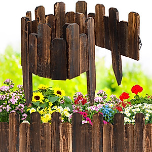 Bucherry 1 Pc Wood Garden Edging Border No Dig Landscape Edging Anti Corrosive Lawn Picket Fence with Gloves Decorative Flower Bed for Yard Patio Pathway Tree Outdoor 7.9 x 47 Inches