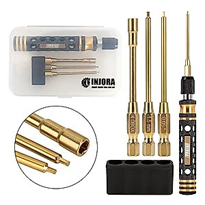 INJORA RC Tool Kit 3 in 1 Screwdriver 0.05inch 1.5mm Hex Nut Drivers 4mm for SCX24 Gladiator Bronco C10 JLU Deadbolt Other RC Model Car