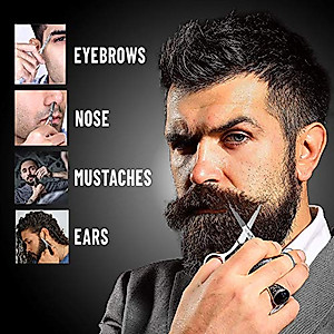 Beard Brush for Men & Beard Comb Set w/ Mustache Scissors Grooming Kit, Natural Boar Bristle Brush, Dual Action Wood Comb, and Travel Bag Great for Christmas Gift