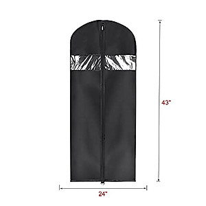 Univivi Garment Bag 60inch Lightweight Suit Bags for Closet Storage, Hanging Clothes Cover 3 Pack with Zipper and Eye-Hole Carry Handles for Folding for Tuxedos Coats Dresses, Black