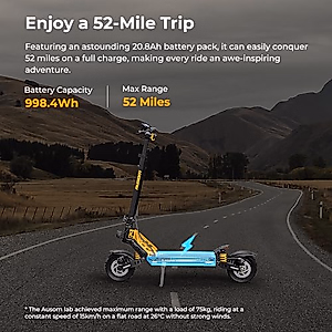 Ausom Leopard Electric Scooter Adults, 1000W Motor, 45 Miles Range & 30 MPH Foldable Commute Sport E-Scooter w/10‘’ Off Road Tires, Removable Seat, Dual Disk Brakes & Suspension