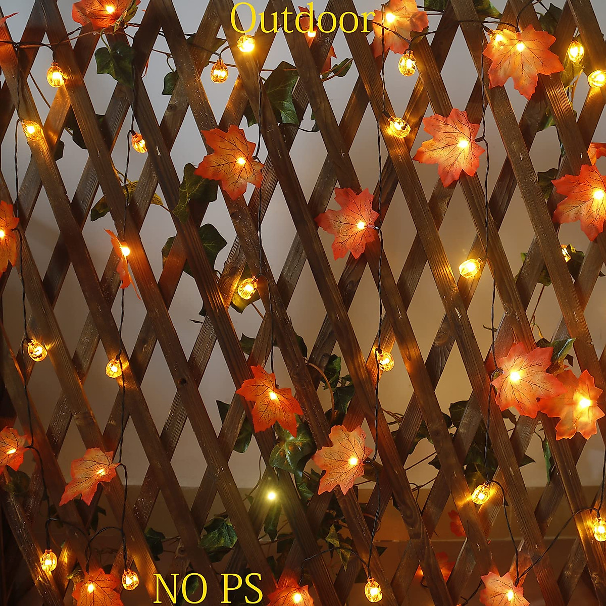 Xingpold Fall Decor Solar Pumpkin Maple Leaf String Lights Outdoor, 50LED 30ft Fall Garland with Lights Waterproof Pumpkin Lights for Thanksgiving Halloween Autumn Door Porch Home Garden Decorations