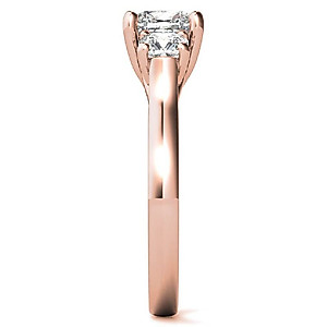 10K Solid Rose Gold Handmade Engagement Rings, 3 CT Cushion Cut Moissanite Diamond Solitaire Wedding/Bridal Rings for Her/Women, Minimalist Ring Anniversary Ring For Gifts (12)