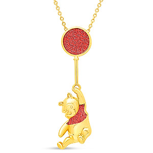 Disney Winnie The Pooh Necklace Official License 18" - 18k Gold Flash-Plated Necklace with Pooh Bear Pendant