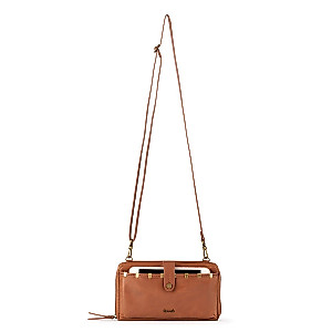 The Sak Iris Smartphone Crossbody Purse - Women's Cellphone Bag & Wallet For Everyday - Convertible Wristlet With Zipper in Tobacco/Leather