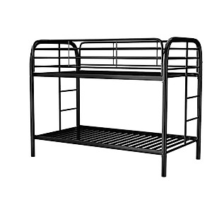 Aobabo Metal Bunk Bed Twin Over Twin, Full-Length Industrial Safety Rail Bunk Bed Frame with Ladder,Space Saving, Noise Free, Black