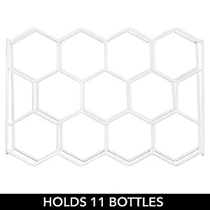 mDesign Metal Hexagon 3-Tier Wine Rack - Minimalist Bottle Holder for Kitchen Countertop, Pantry, or Refrigerator Space - Wine, Beer, Pop/Soda, Water Bottles, and Juice, Holds 11 Bottles - Matte White
