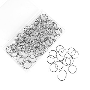 Loose Leaf Binder Rings 1-Inch（100 Pack） Office Book Rings, Nickel Plated Steel Binder Rings, Key Rings, Metal Book Rings, for School，Sliver