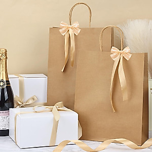 Moretoes 50pcs Paper Gift Bags 10x5x13 Inches Brown Kraft Paper Bags with Handles Bulk, Shopping Bags, Retail Bags for Small Business, Birthday Wedding Party Favor Bags, Merchandise Bags