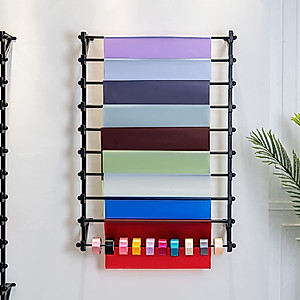 Craft Room Ribbon Holder Organizer Rack Ribbon Holder Organizer Rack, Wall Mount Scarf Storage Hanger with Removable Horizontal Bar and Bracket, Metal Vinyl Roll Shelf 10 Tier Easy to Install (Size :