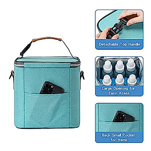 BABEYER Breastmilk Cooler Bag with Ice Pack Fits 6 Baby Bottles Up to 9 Ounce, Baby Bottle Bag with Shoulder Strap for Nursing Mom Daycare, Aqua
