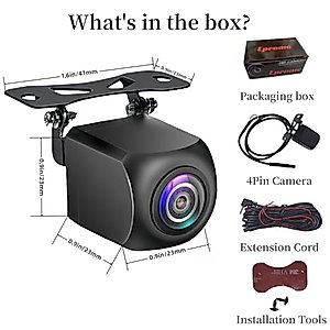 Epronic 4 Pin Backup Camera for Mirror Dash Cam and Carplay Screen Only Support AHD1080P and 720P, 4 Pin to 2.5mm Jack Vehicle Backup Camera Dash Cam Front/Rear View Camera 23 Ft Male Plug