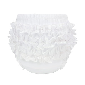 Durio Baby Bloomers for Toddler Girls Ruffle Diaper Covers for Girls Cute Cotton Baby Girl Shorts White 6-12 Months