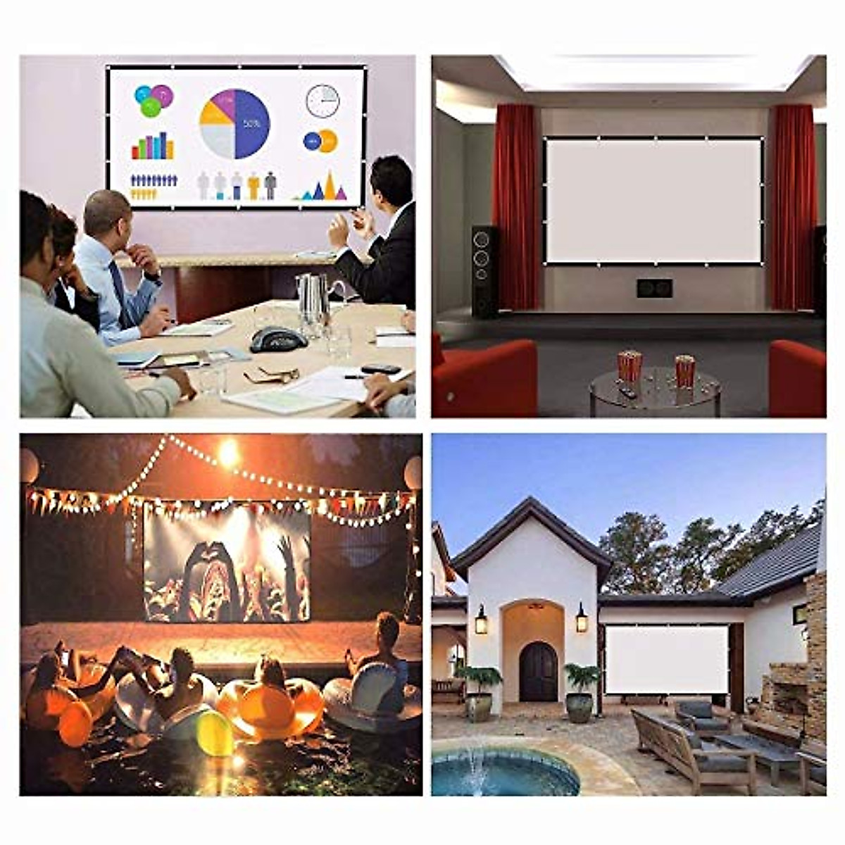 FZZDP Thicken Projector Screen,120 / 150 inch 16:9,Foldable Portable White Projection Screen Polyester Outdoor Home Theater ( Size : 150 inch )