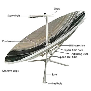 HinLIaDa Portable Solar Cooker, 1500W 1.5M Diameter Camping Outdoor Solar Cooker Concentrating Solar Cooker Solar Parabolic Foldable Solar Cooker for Solar Heating, Visual Education