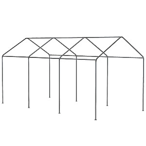 Outsunny 10' x 20' Party Tent and Carport, Height Adjustable Portable Garage, Outdoor Canopy Tent 8 Legs Without Sidewalls for Car, Truck, Boat, Motorcycle, Bike, Garden Tools, Beige