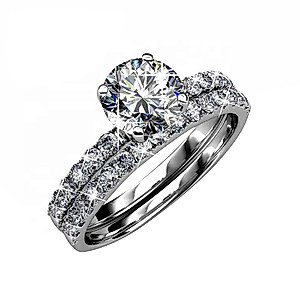 Diamond Jewelry 925 Sterling Silver 3CT Created Moissanite Ring Women Wedding Engagement Ring Band Bridal Set With Rose Gold Finish