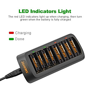 Shentec 8 Packs 2.5Ah High Capacity Rechargeable AA Batteries Ni-MH Rechargeble Battert with AA AAA Battery Charger