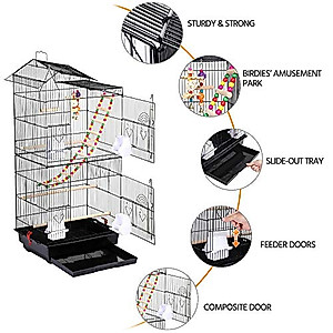 Topeakmart Large Flight Parakeet Cage for 3 Birds