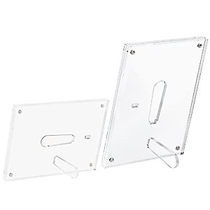6x8 Acrylic Picture Frame, Clear Photo Frame with Magnetic for Tabletop Display, High Definition, Horizontally or Vertically Display Minimalist Design (Right Corner)