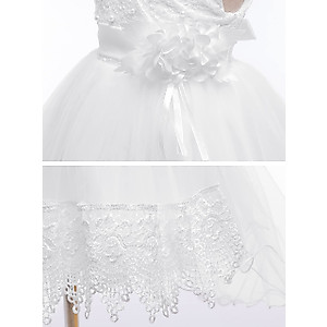 LZH Baby Girl Party Dress Baby Christening Outfit Girl Baby Girl Dresses 0-3 Months Fancy First Baptism Elegant Party D-White