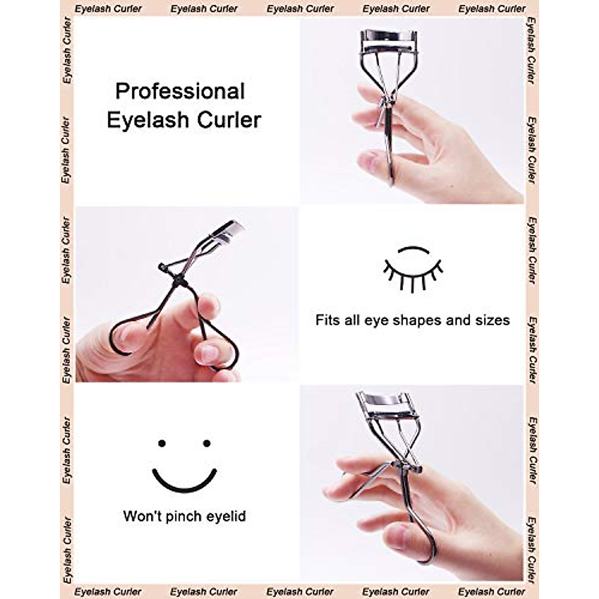 TPPICK Eyelash Curler Kit Metal Lash Curlers with Eyelashes Separator Comb Tools & 6 Replacement Refill Pads (Black)