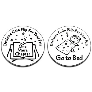 Funny Decision Destiny Flip Coin for Readers Chirsatams Stocking Stuffers for Booklovers Friend Girl Boy Decision Maker Coin for Reading Lover Valentines Birthday Gift for Women Men Writers Teachers