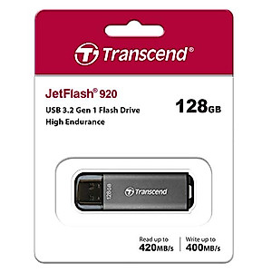 Transcend 128GB JetFlash 920 USB 3.2 Gen 1 Flash Drive TS128GJF920, Grey