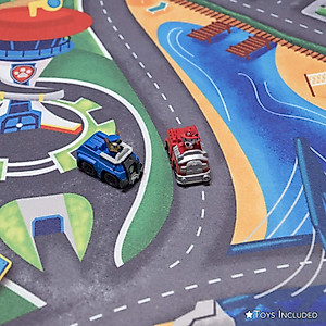 Gertmenian Nickelodeon Paw Patrol Town Tower Interactive Rug Includes 2x Cars feat. Chase and Marshall Suitable for Classroom, Nursery, Bedroom, or Play Area 40x54in Medium, 32500