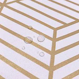 Yifely Golden Stripes Drawer Liner Self-Adhesive Shelf Covering Paper Waterproof Protect Furniture Countertop Surface 17.7 Inch by 9.8 Fee