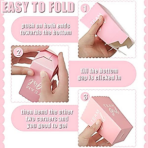 50 Pack Gender Reveal Paper Popcorn Boxes Blue Pink Decorative Dinnerware Mini Popcorn and Candy Favor Treat Boxes Team Boy Girl Paper Popcorn Boxes for Baby Shower Gender Reveal Party Supplies