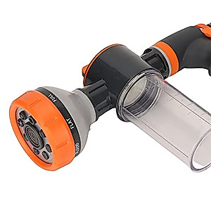 Garden Foam Sprayer, 8 Modes Multifunctional Water Spraying Nozzle Widely Used Labor Saving Concentrated Water Pressure Longer Spray Distance for Car Washing Rear Trigger