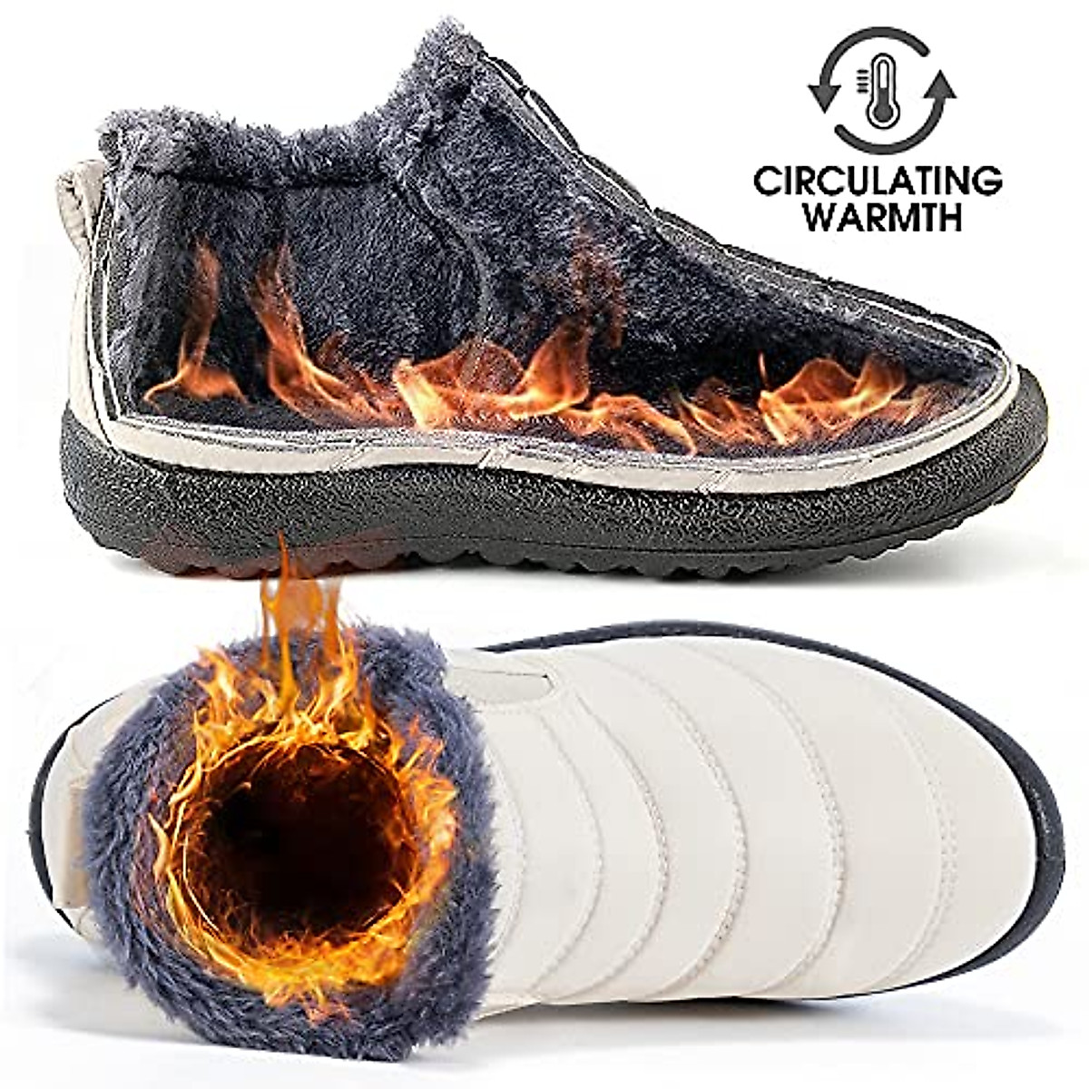 DUOYANGJIASHA Womens Snow Boots Warm Ankle Booties Waterproof Comfortable Slip On Outdoor Fur Lined Lining Winter Shoes for Women