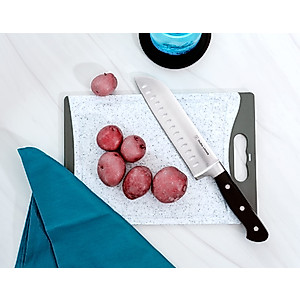 DURA LIVING 7-Inch Santoku Knife - Razor-Sharp High-Carbon Stainless Steel Blade, Forged Ergonomic Riveted Handle, Chef Knife for Chopping, Slicing & Dicing, Multipurpose Kitchen Knife, Home Chef