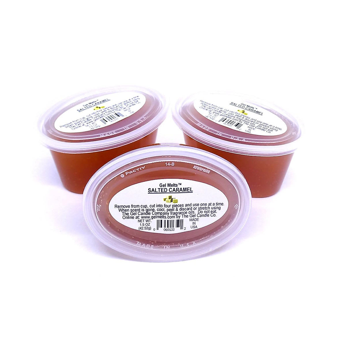 Set Of 3 Gel Melts™ of SALTED CARAMEL Aroma Gel Wax For Warmers And Burners By The Gel Candle Company PEEL, MELT AND ENJOY