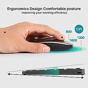 Bluetooth Wireless Keyboard and Mouse Combo, Ultra Thin Portable Multi-Device Wireless Keyboard and Mouse Combo for Windows, Computer, iPad, MacBook, Tablet, Laptop, PC,Desktop-Grey
