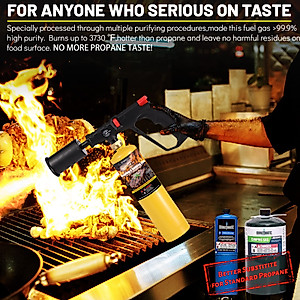 KookCook Cooking Grill Torch Kit with 4x14.1oz Fuel Gas Cylinder Sous Vide Blowtorch MAPP MAP Pro Propane Torch Food Kitchen Grilling Gun Culinary BBQ Tool for Searing Outdoor Camping Charcoal Starter