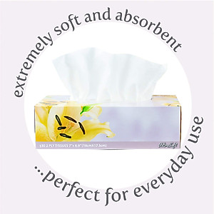 Facial Tissues 130 Per Box, Size 7" X 6.9" 2 Ply, Great for Bathroom, Office, Store, School, Home, Kitchen, Or in Your Car & in Every Room (Pack of 4, 520 Tissues total)